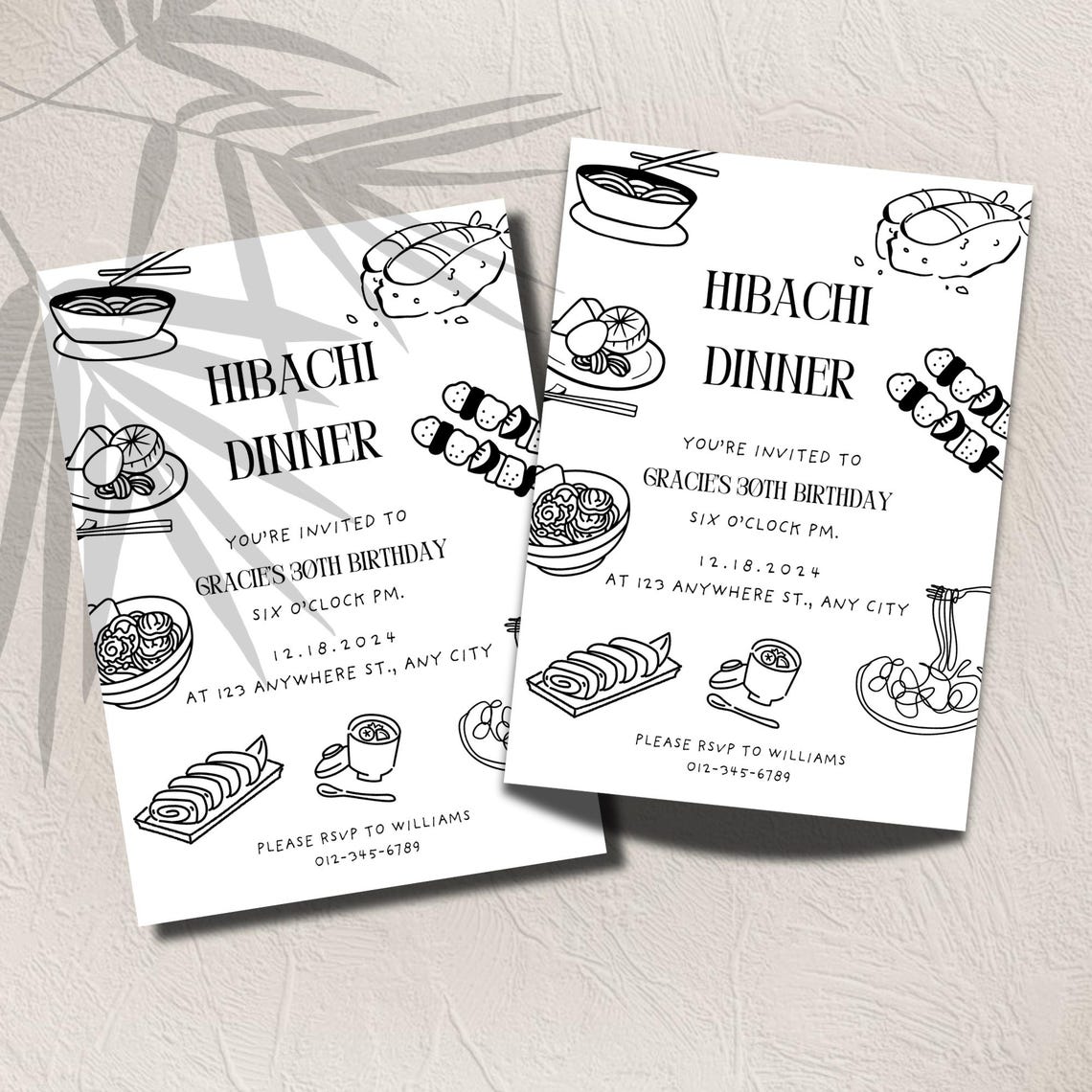 Editable Hibachi Dinner Party Invite Digital Template Invitation ...