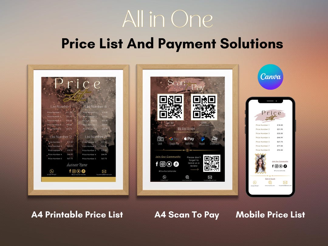 Luxury Editable Price List Templates, Customizable DIY Canva Design ...
