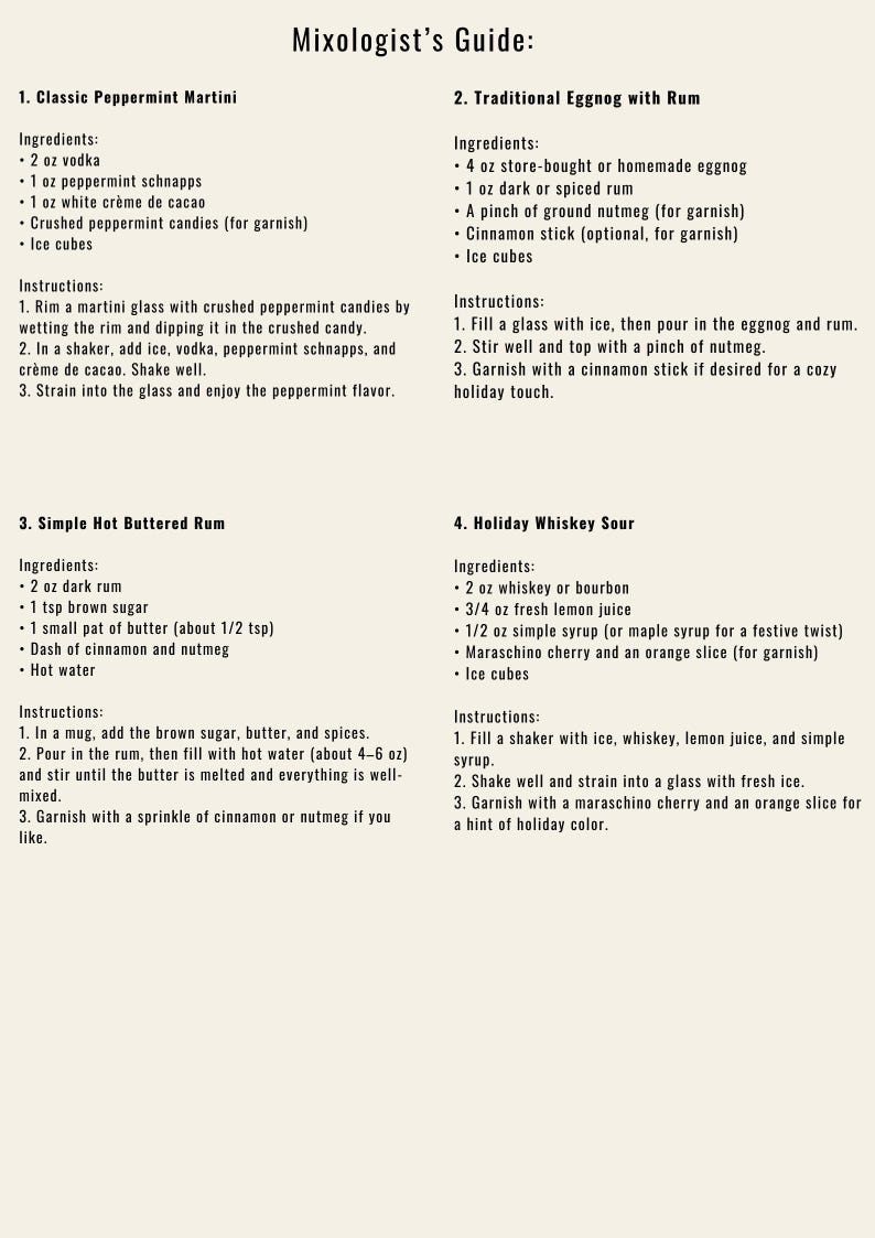 Christmas Drink Menu, Christmas Party Drinks, Christmas Theme Drinks ...