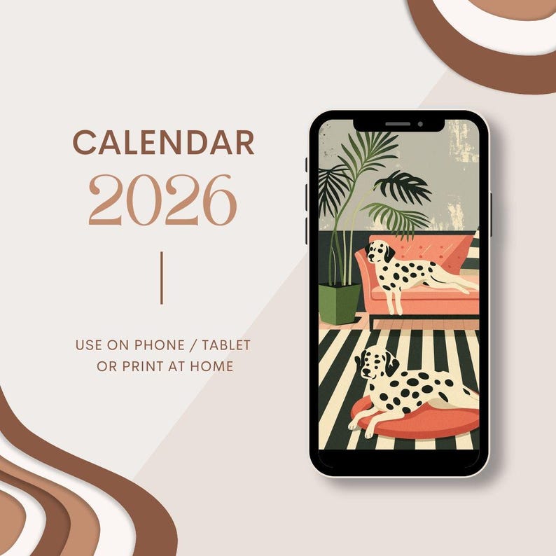 2026 Dog Calendar Printable - Minimalist Pet Calendar | Instant ...