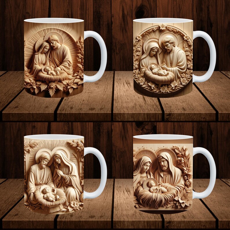 20 3D Christian Sacred Family Designs for 11 Oz Mugs. PNG Sublimation ...