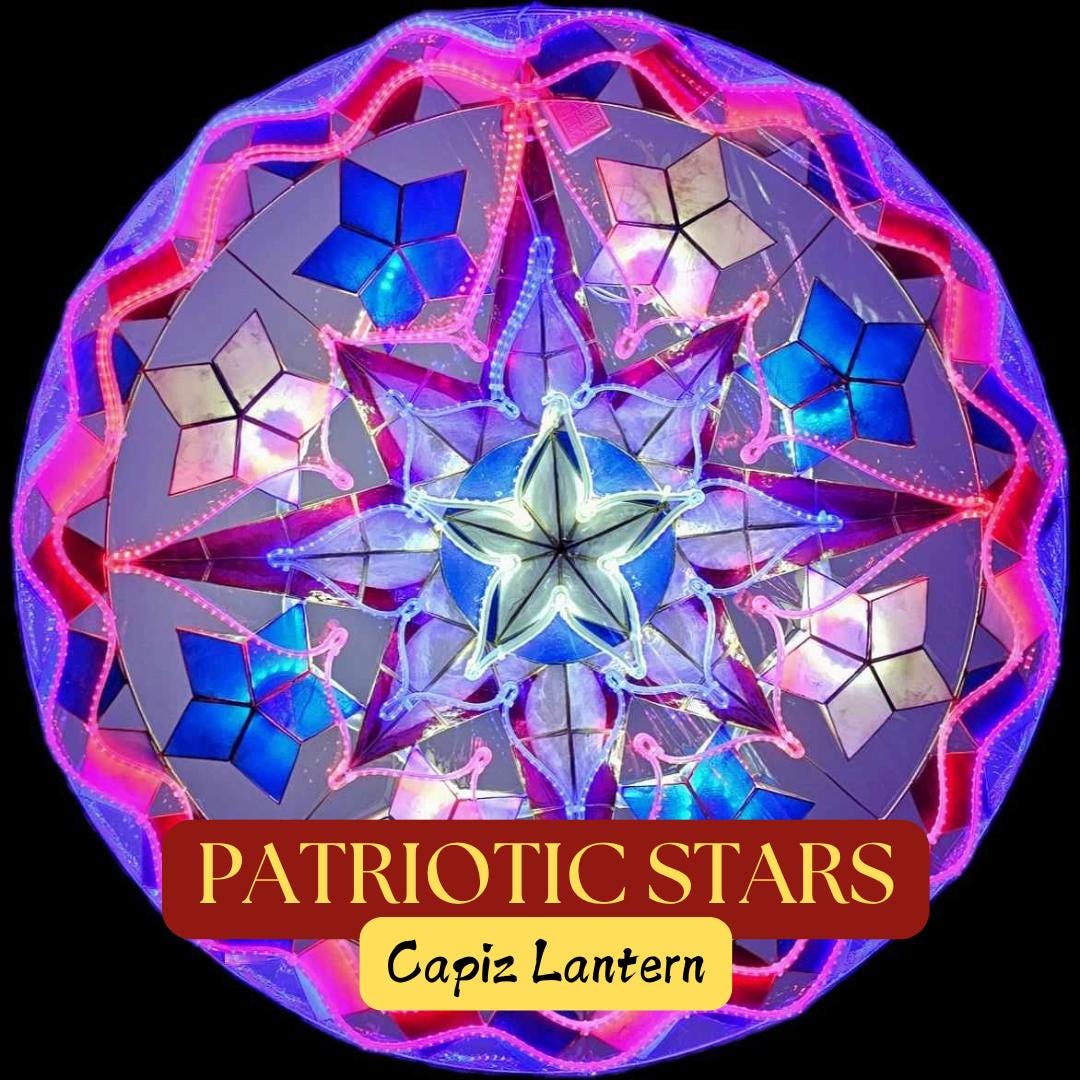 GRAND 32" Parol Red, White and Blue - US 110v | LED Capiz Parol Lantern ...
