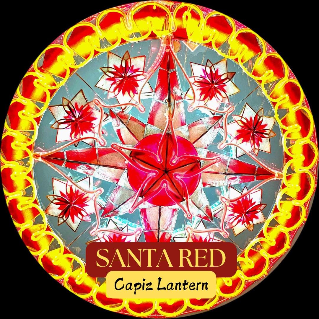 20" Parol Sapphire Red and Gold - 110v | LED Capiz Lantern ...