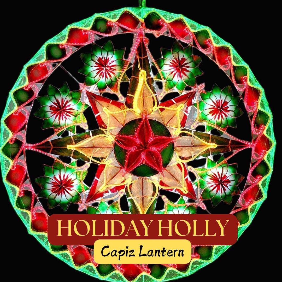 GRAND 32" Parol Red and Green - US 110v | LED Capiz Parol Lantern ...