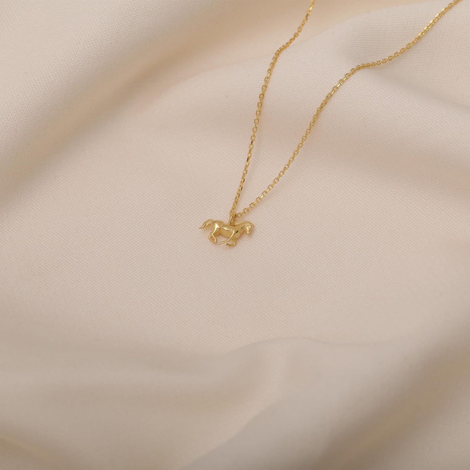 Dainty Horse Necklace, Tiny Horse Necklace, Equestrian Necklace, Animal ...