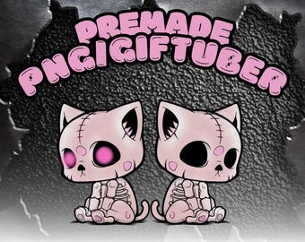 Premade Pngtuber - Chibi Skeleton Cat - Animal Pngtuber With Glowing ...