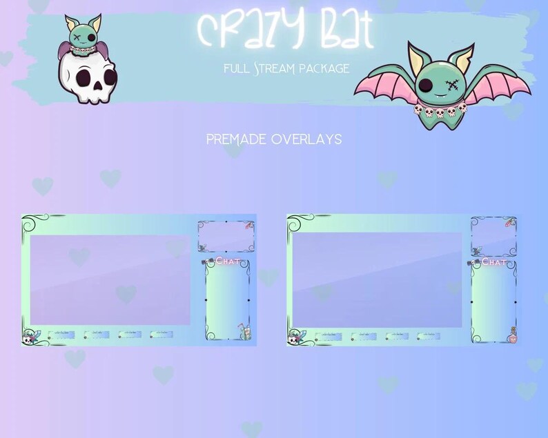 All in One Twitch Overlay: Gothic Bat Twitch Stream Theme With Cute ...