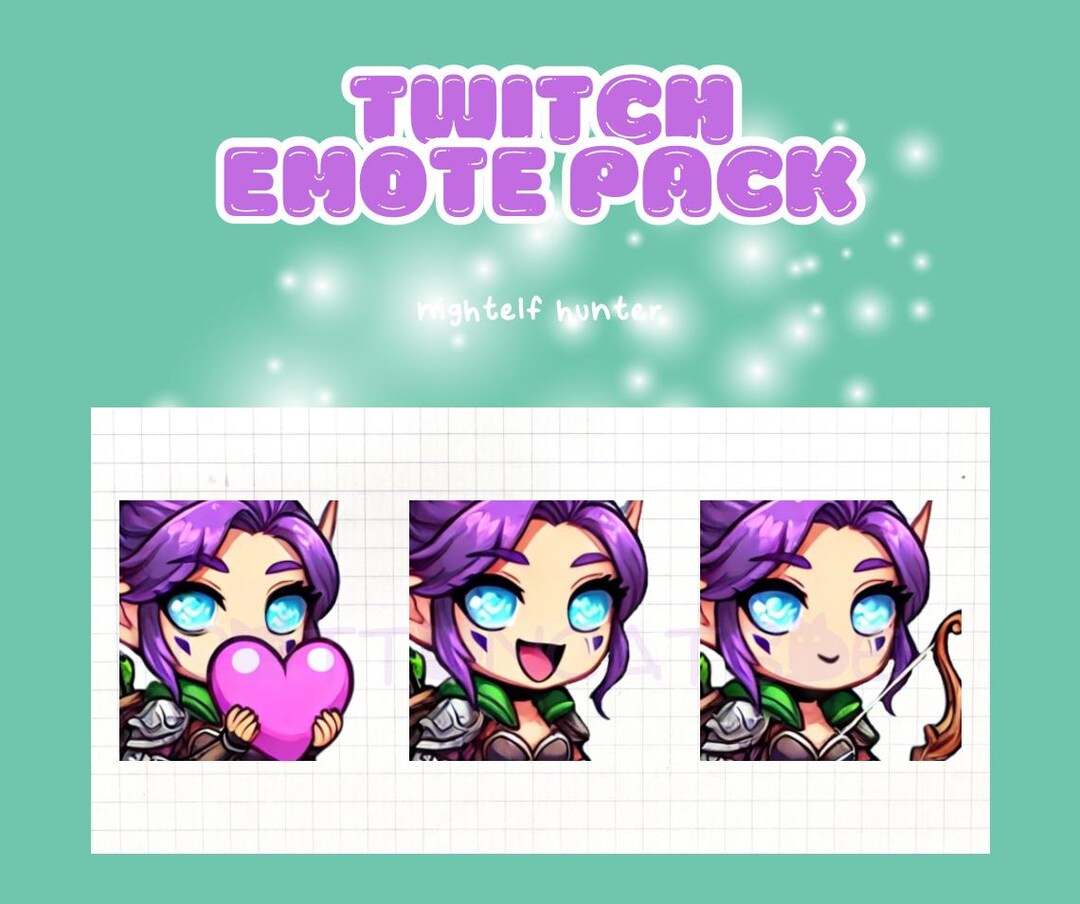 Twitch Emote Pack - Night Elf Hunter Twitch Emotes Set - Wild Precision ...