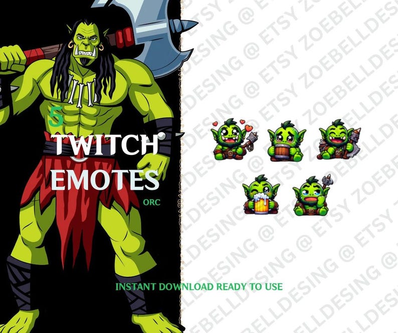Cute Male Orc Emote Pack – 5 Twitch and Discord Emotes, High Quality ...