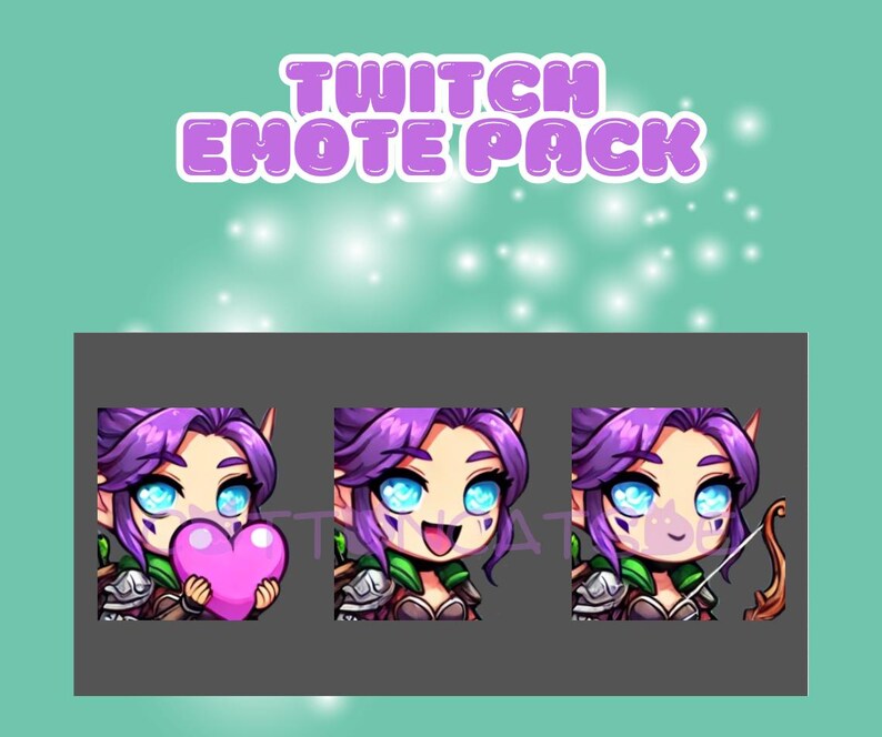 Twitch Emote Pack - Night Elf Hunter Twitch Emotes Set - Wild Precision ...