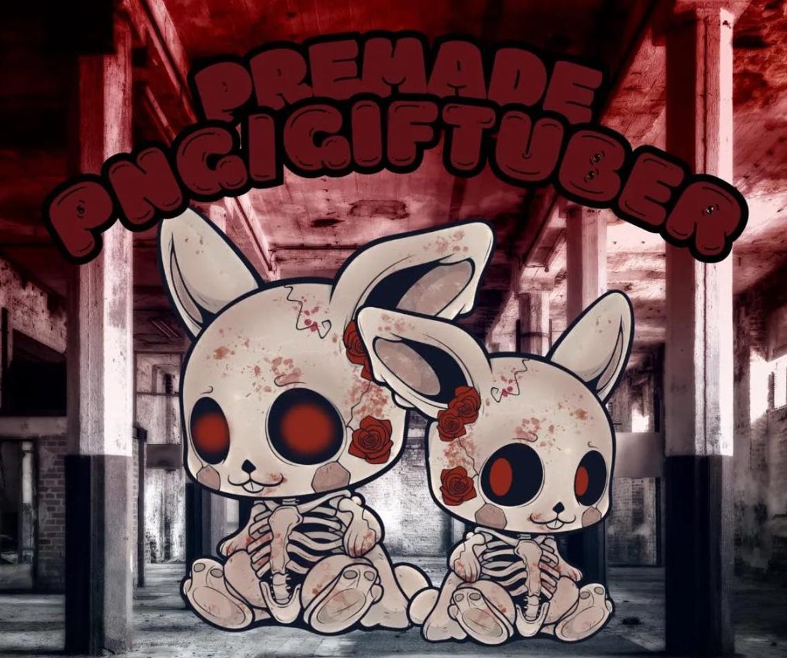 Premade Pngtuber - Chibi Skeleton Bunny - Animal Pngtuber With Glowing ...
