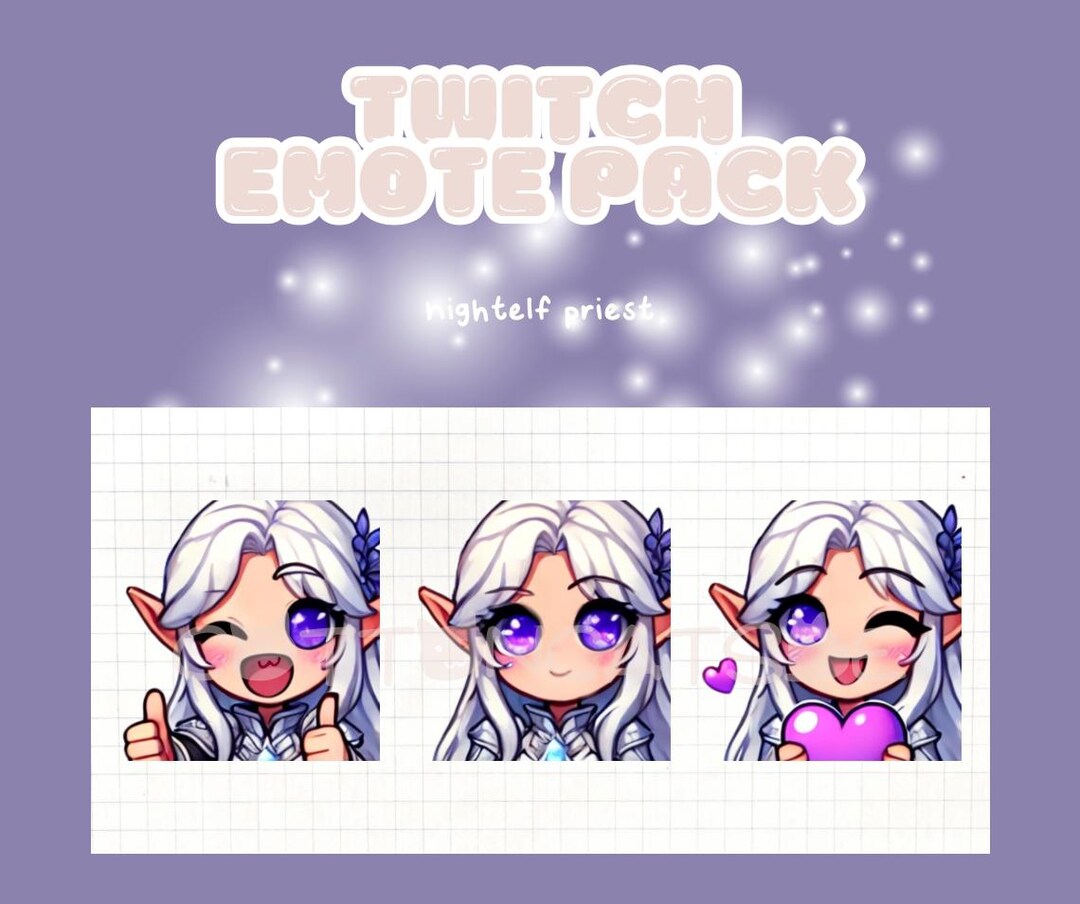 Twitch Emote Pack Night Elf Priest Twitch Emotes Set Mystical Presence ...