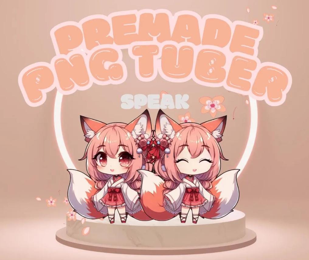 Kitsune Girl - Premade Chibi PNG Tuber - Kawaii Model Veadotube Mini ...