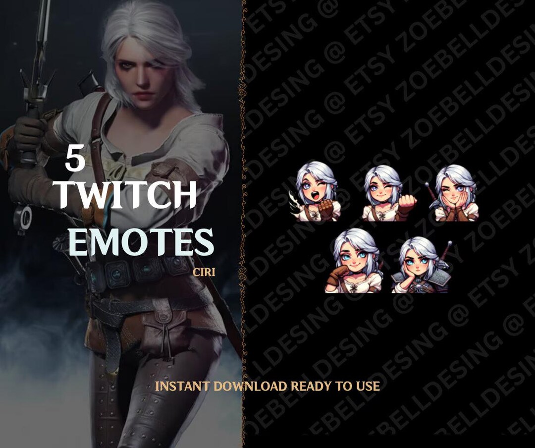 Ciri Emote Pack – 5 Witcher Inspired Twitch and Discord Emotes, High ...