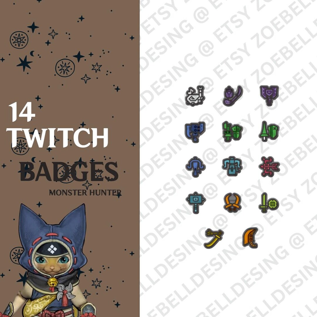 14 X Twitch Sub Badges | Monster Hunter Class Icons | Badges Twitch ...