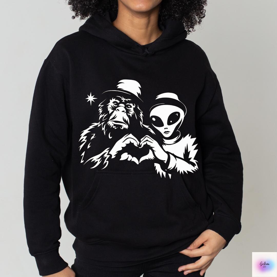 Bigfoot and Alien Heart Hands Png, Png File, Png Clipart, Mugs, Funny ...