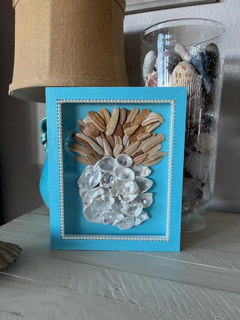Shadow Box Oyster Shell Pineapple Wall Hanging Shelf Piece Pineapple ...
