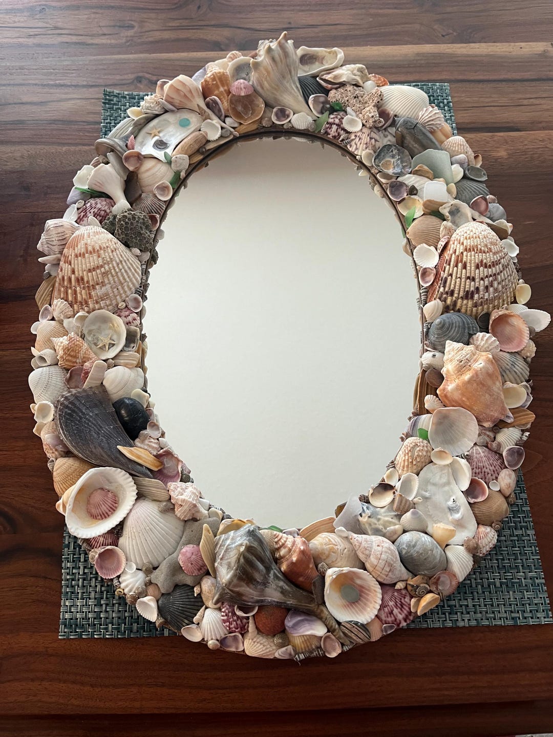 Shell Mirror, 20” Oval Mirror, Shell Mirror, Seashell Mirror, Coastal ...