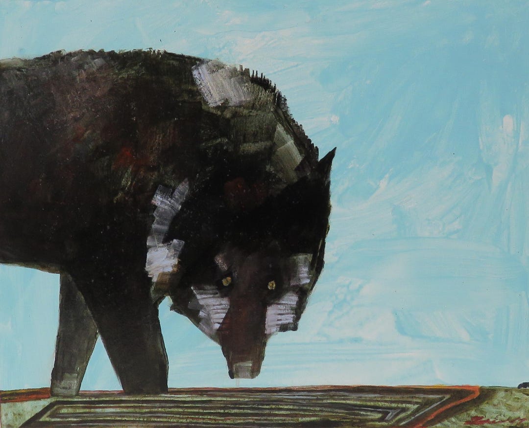 Wolf Acrylic Painting on Canvas by Indigenous Artist Linus Woods (16x20 ...