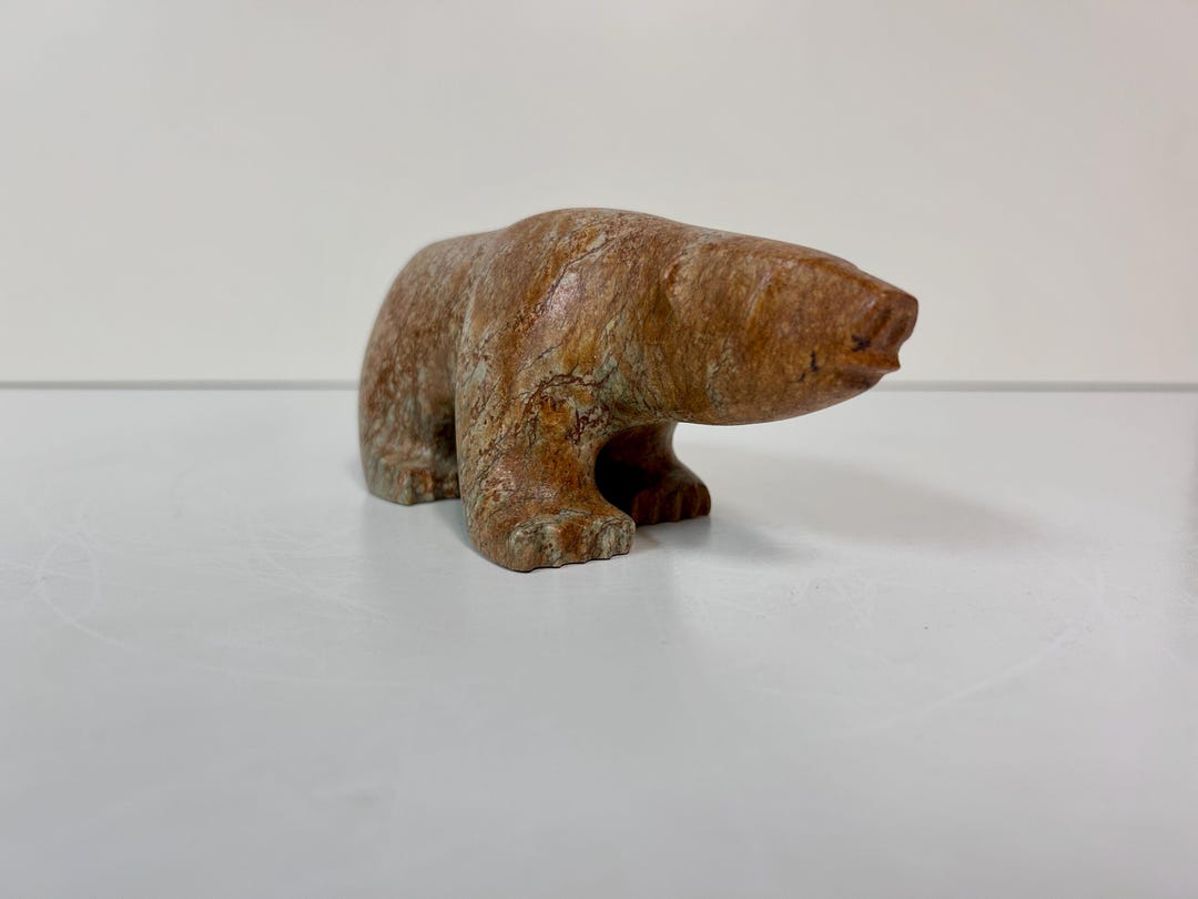 Soapstone Polar Bear Carving: Indigenous Art by Dene Artist Anthony ...
