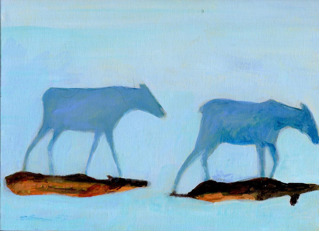 Original Snowy Moose Painting: Indigenous Art by Linus Woods (12x9) - Etsy