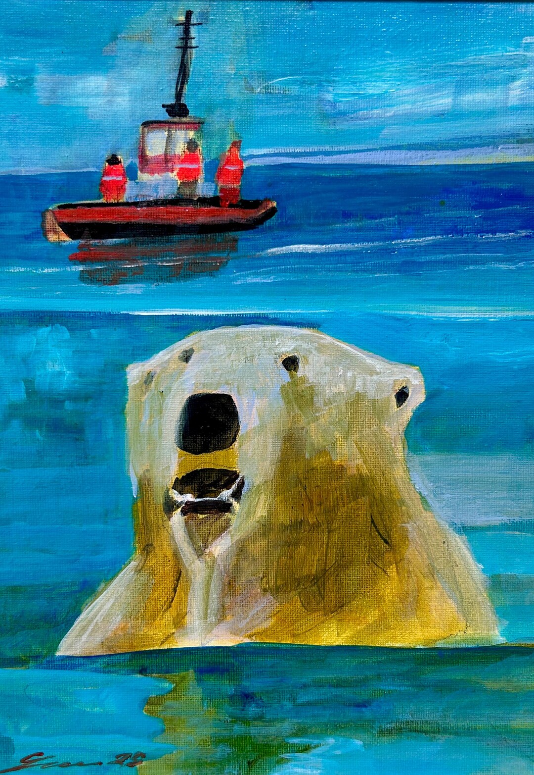 Original Acrylic Painting: Indigenous Art by Linus Woods, 9x12 Polar ...