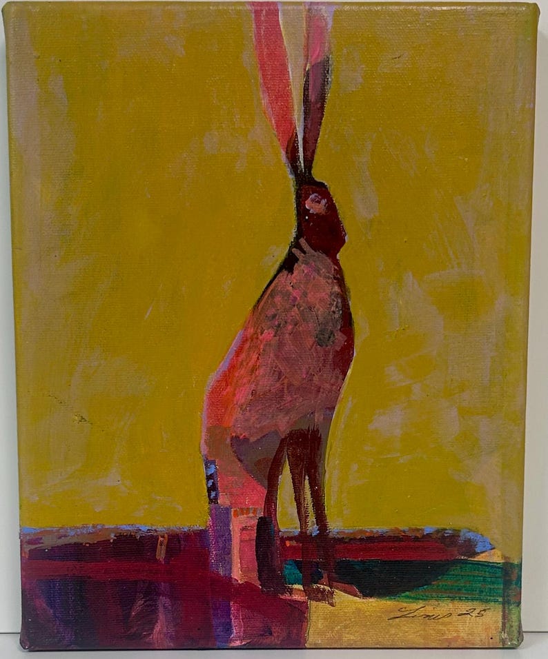 Rabbit Painting: Original Acrylic Art by Indigenous Artist Linus Woods ...