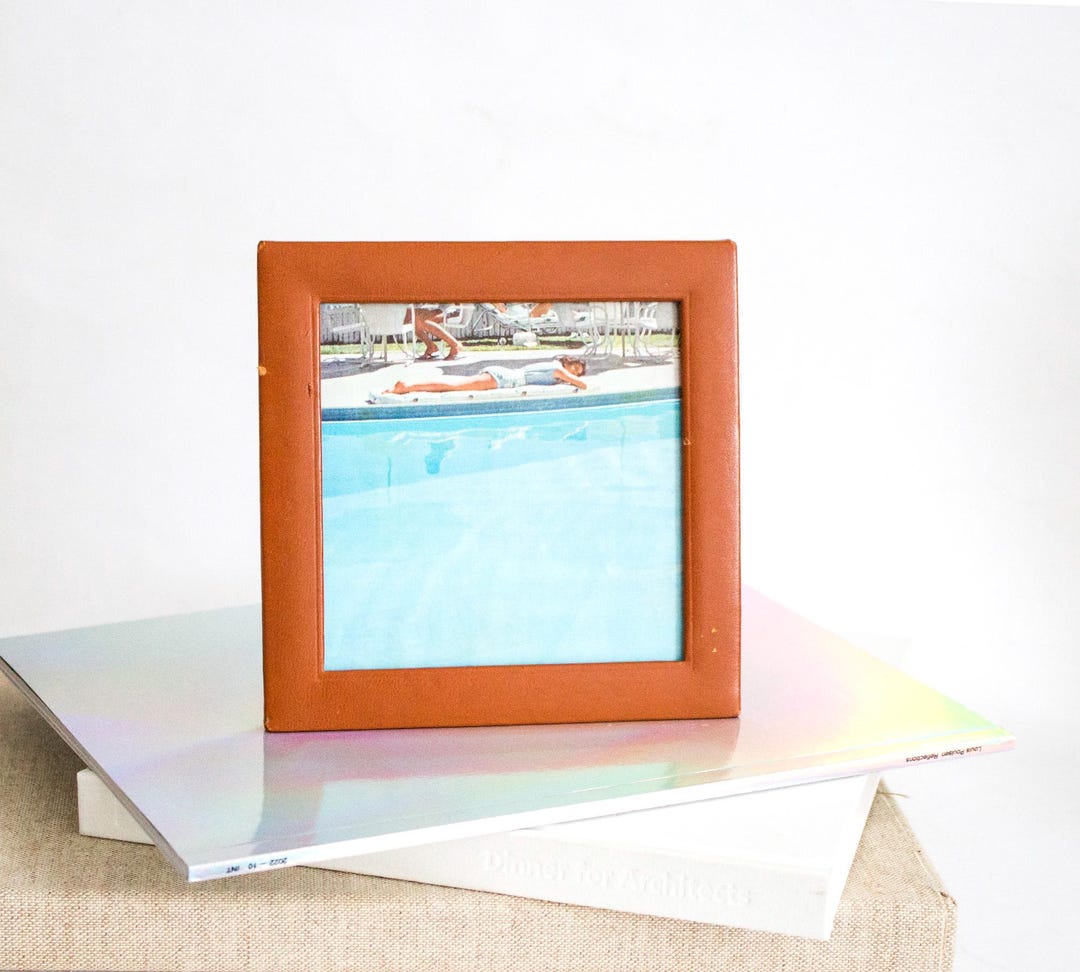 Vintage Square Brown Leather Picture Frame, Square Leather Photo Frame ...