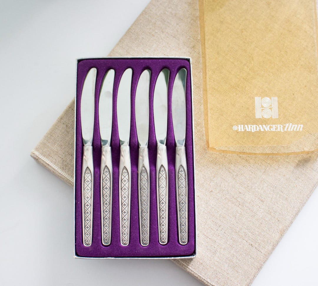 Vintage Hardanger Tinn Norway Fruit Knife Set, Norwegian Pewter ...