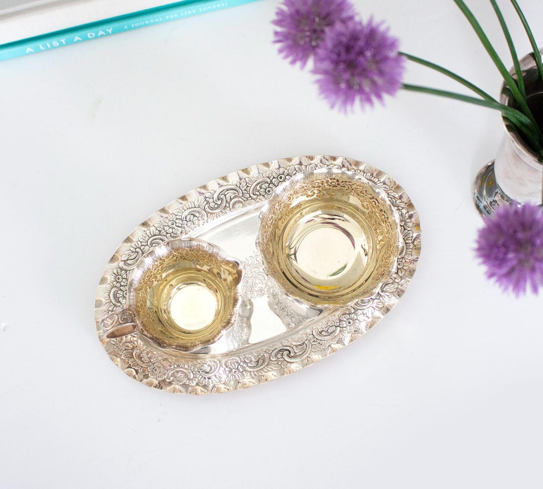 Nils Johan Prima N S Sweden Silver Plate Cream & Sugar Set With Tray ...
