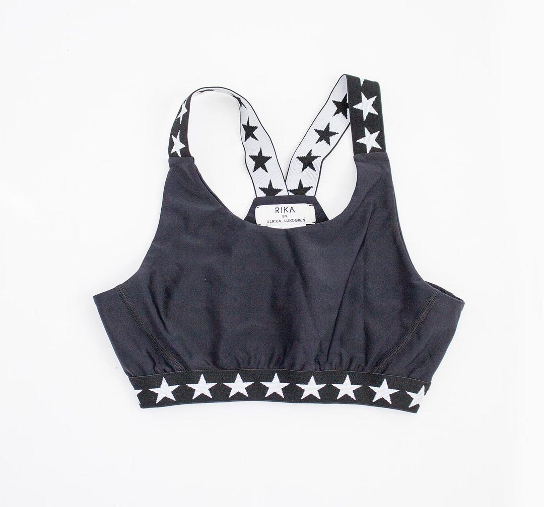 Vintage White Star Bralette Top Black, Sport RIKA Sweden Sports Bra ...