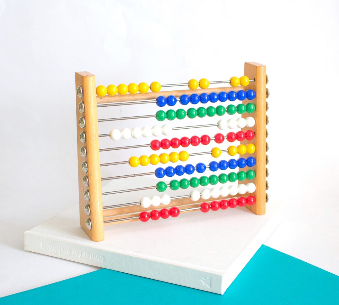 Vintage Wood Learning Toy, Children Wood Abacus, Abacus Rainbow ...