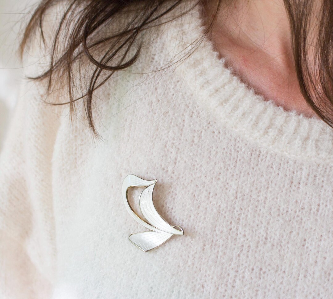 Vintage Norwegian Ottar Hval Silver Gold Enamel Art Deco Brooch ...