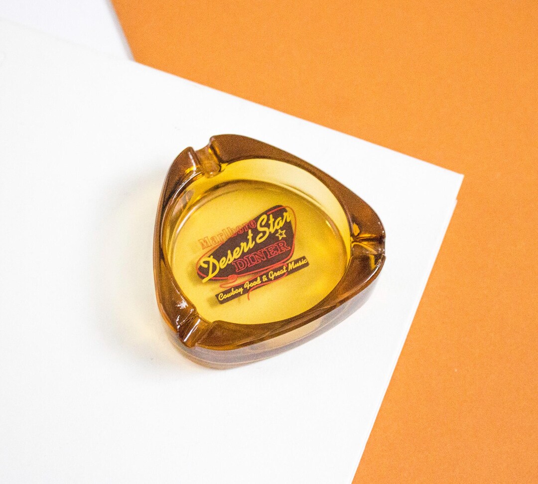 Vintage Amber Glass Ashtray, Unique Triangular Amber Glass Ashtray ...