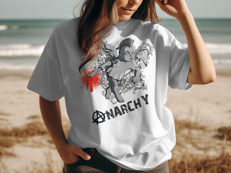 Punk Anarchy Angel Graphic Tee: Edgy Grunge Art T-shirt - Etsy