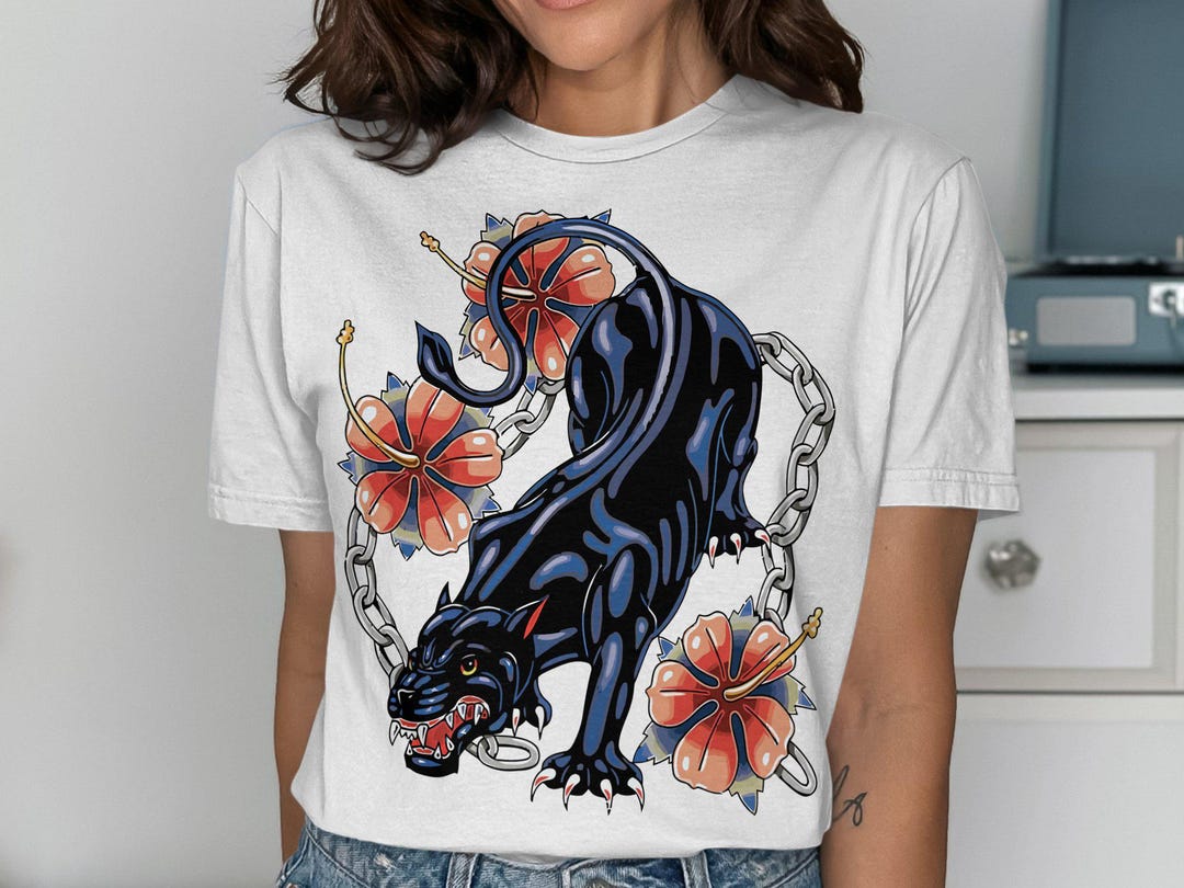 Panther T-shirt, Black Panther Graphic Tee, Unique Animal Print Shirt ...