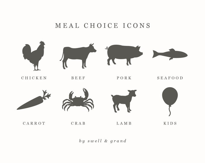 Digital Meal Choice Icons | for Word, Pages, or Illustrator | Chicken ...