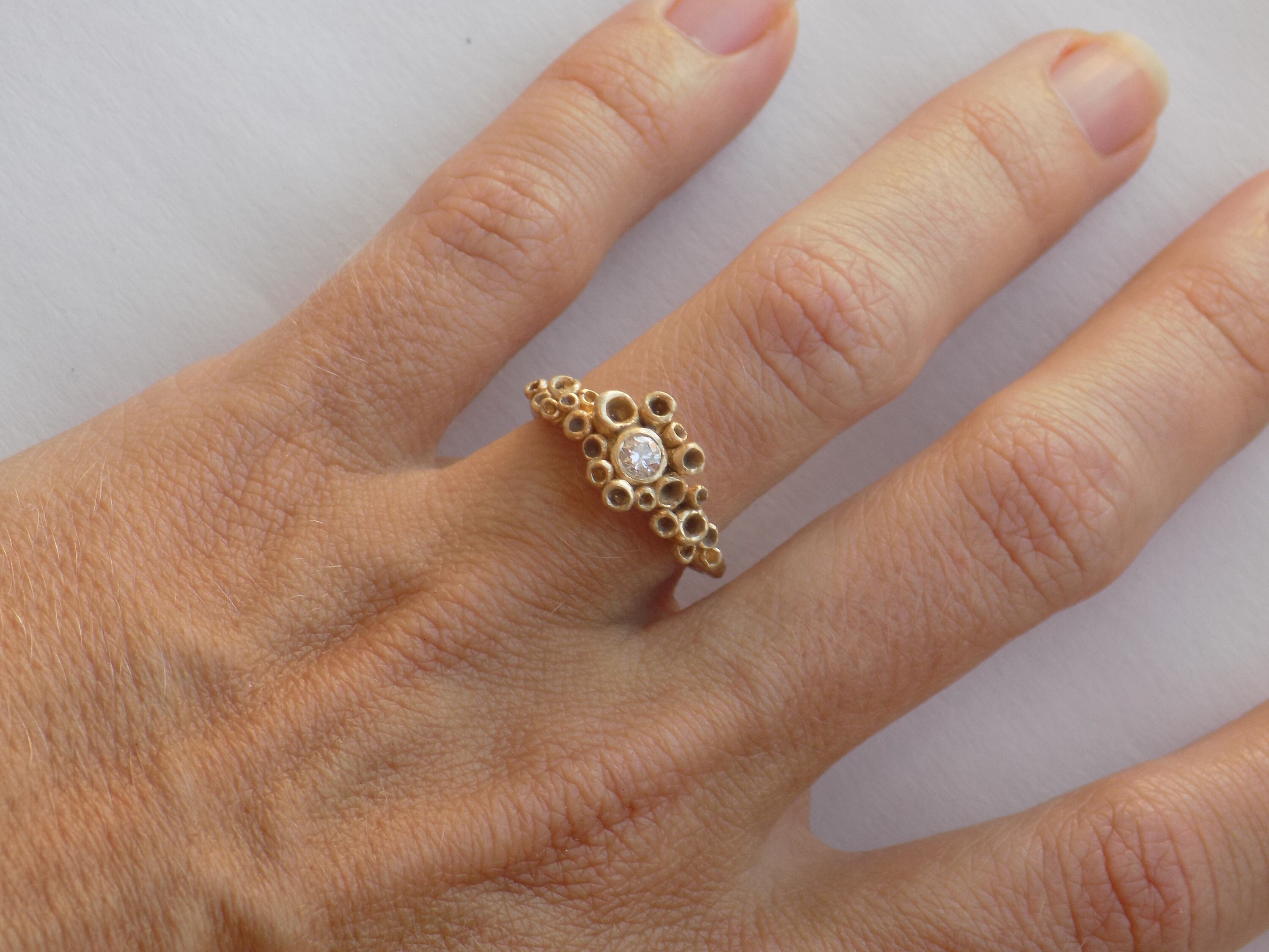 Gold and Diamond Handmade Engagement Ring - Etsy