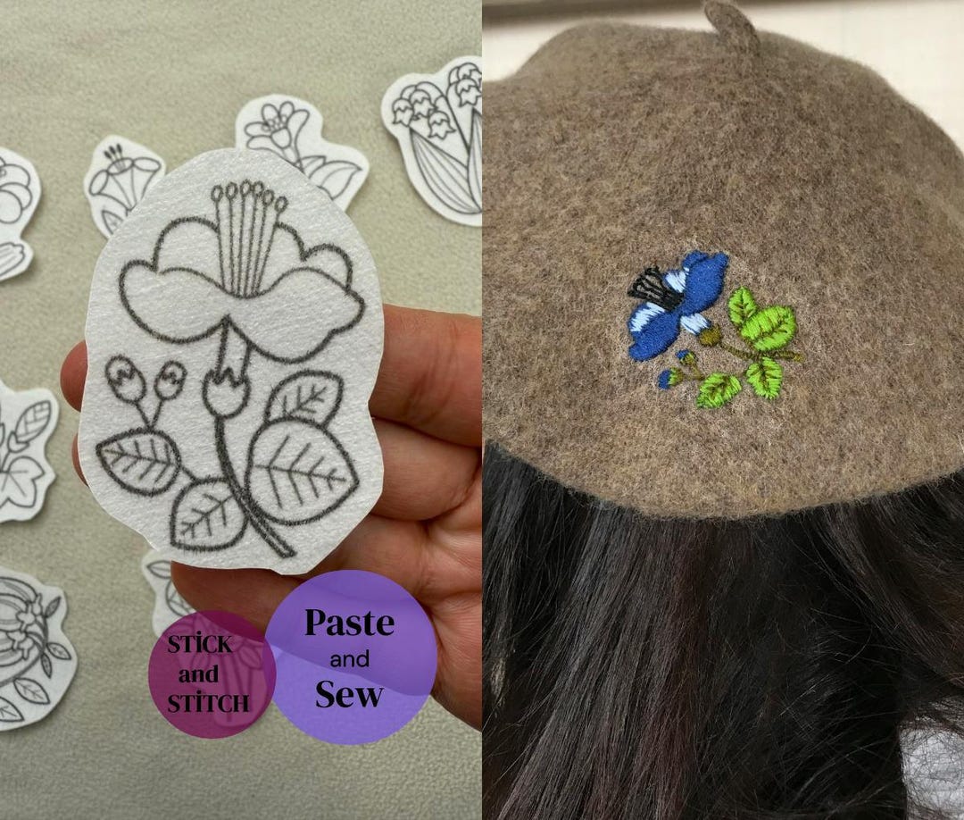 Peel and Stick,embroidery Art,diy Flower Patch,stick and Sew for ...