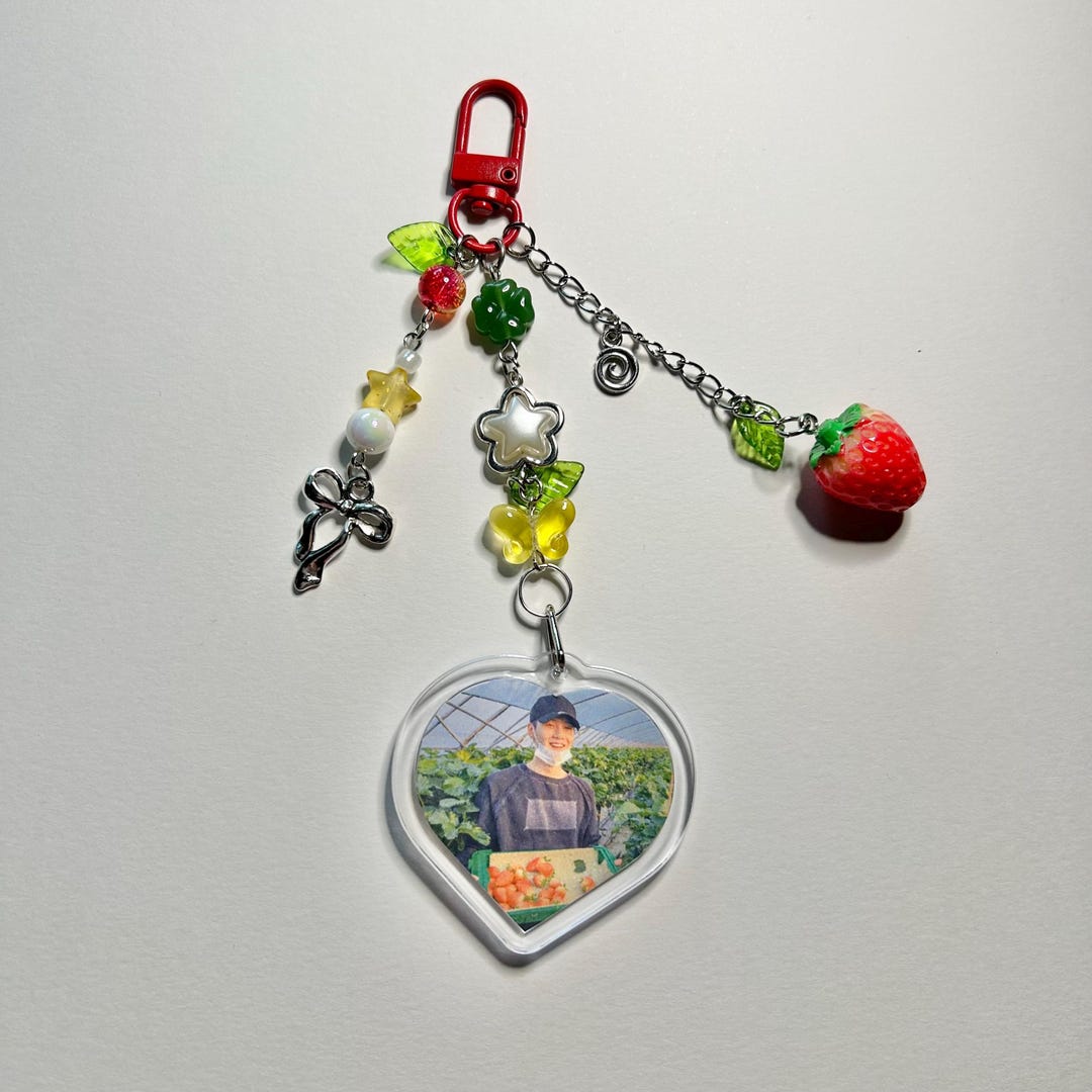 Strawberry Yoongi Photo Keychain!| Kpop Keychains | Bts Suga Bias Bag ...