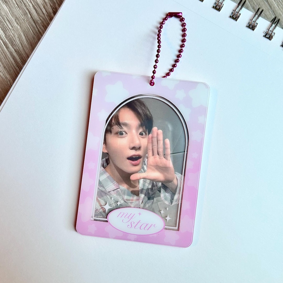 Pink Star Acrylic Toploader Keychain! | Kpop Photocard Keychains | Deco ...