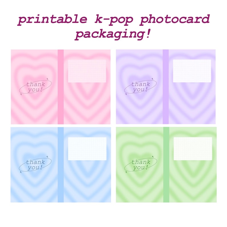 PRINTABLE Aesthetic Kpop Photocard Packaging for Trades and Sales ...