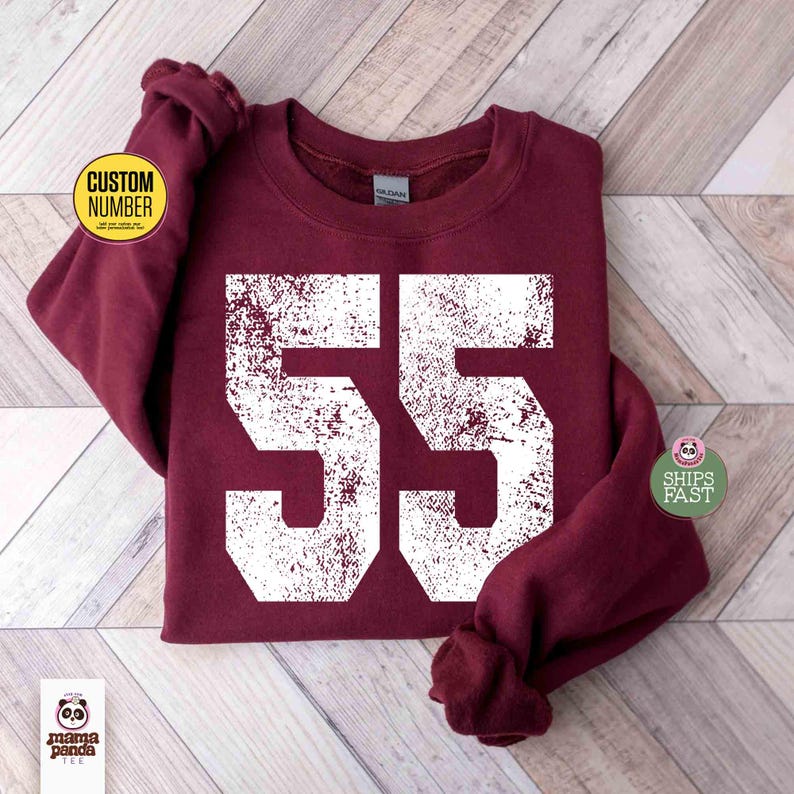 Custom Sports Number Sweatshirt, Personalized Number Crewneck ...