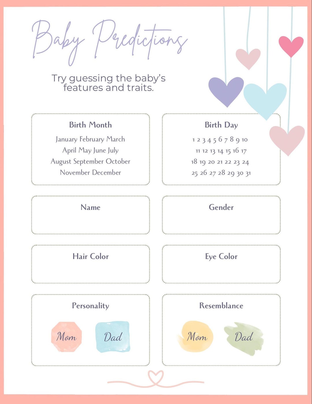 Baby Shower Game - Digital Download of Guess the Baby Features Baby ...