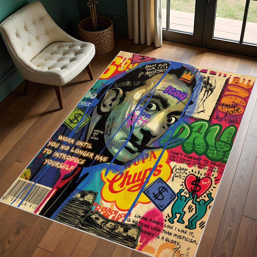 Colorful Rug,salvador Dali Rug,pop Art Rug,garffity Rug,street Art Rug ...