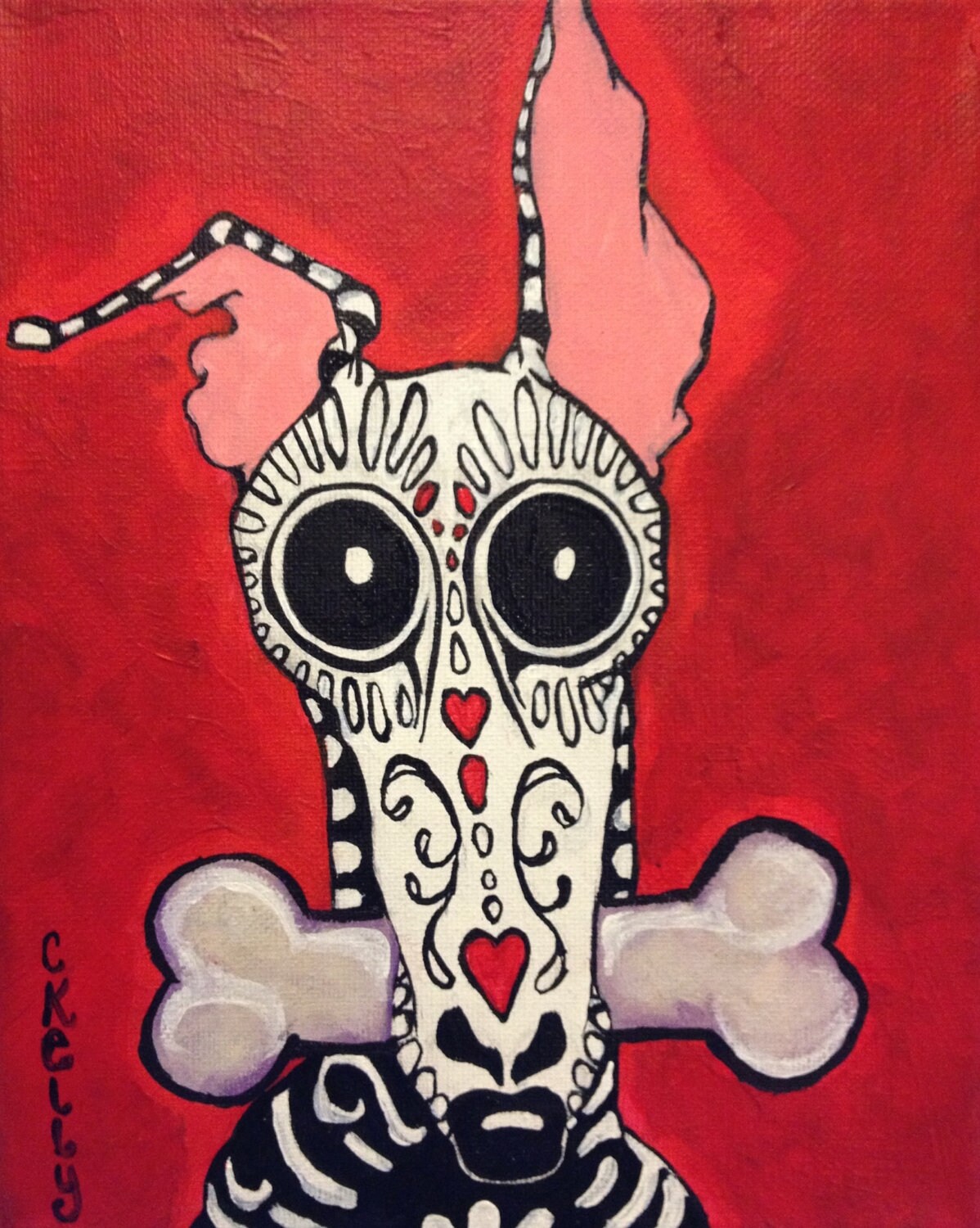 Greyhound Art Print Day of the Dead Greyhound De La Murte - Etsy