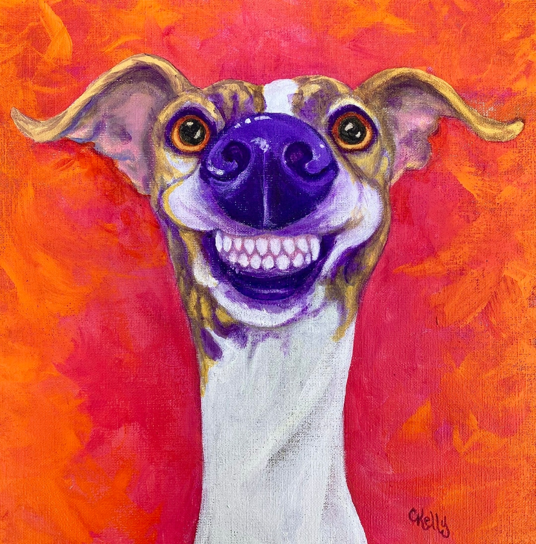Happy Whippet Print, Whippet Art, Whippet Italian Greyhound, Greyhound ...