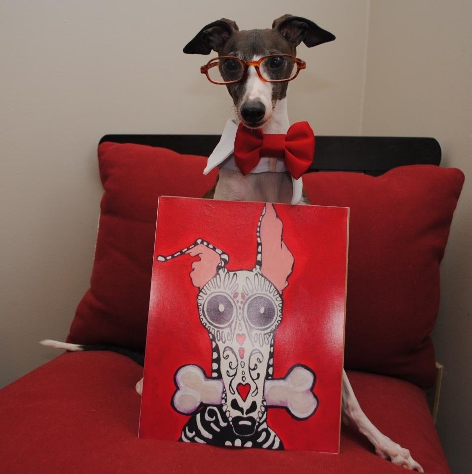 Greyhound Art Print Day of the Dead Greyhound De La Murte - Etsy