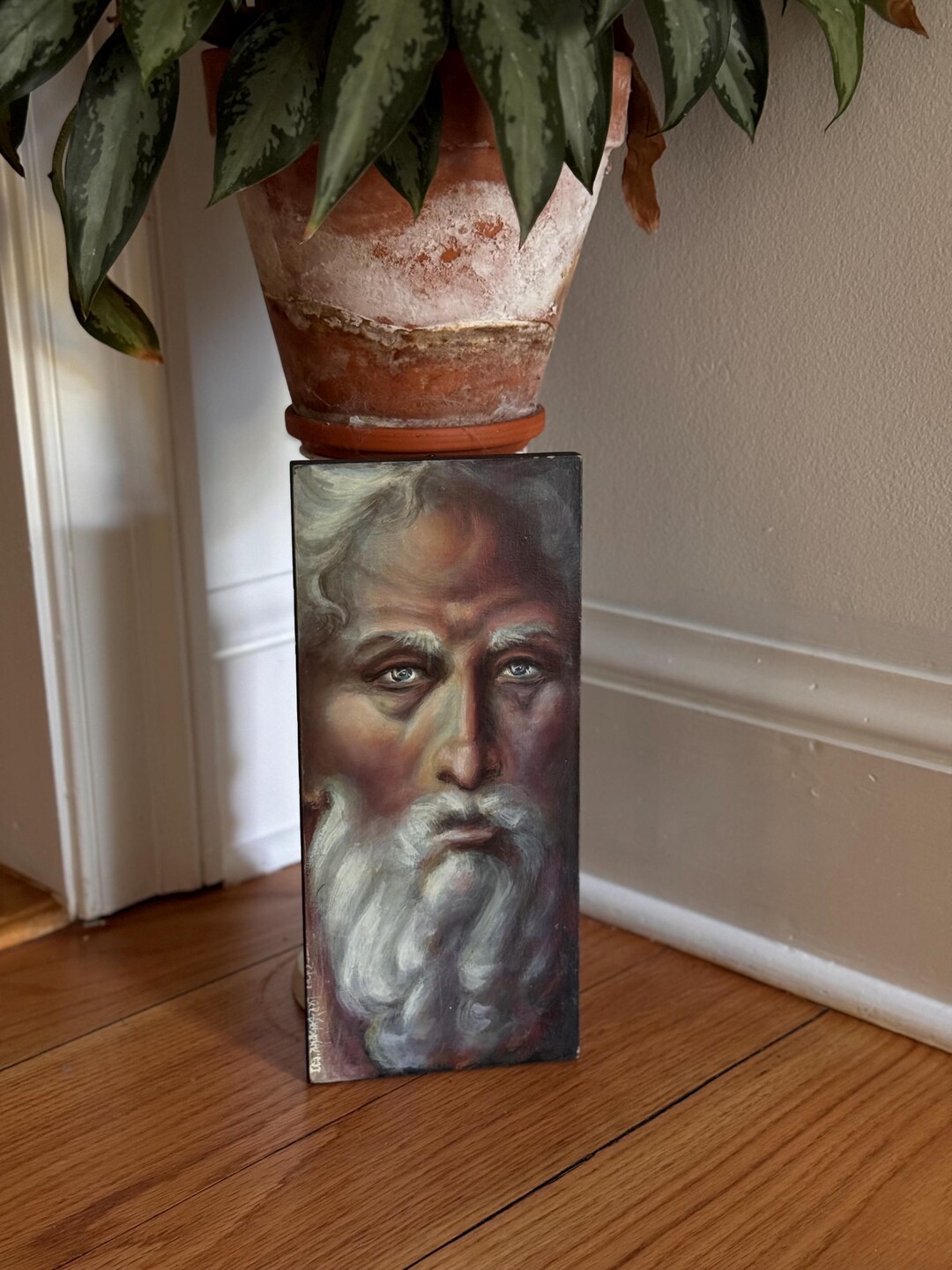 Vintage Greek Zeus God Painting on Board of Man - Etsy