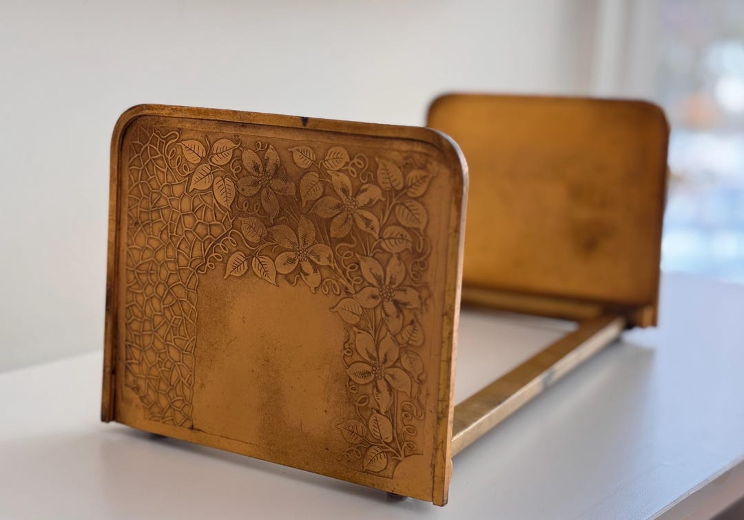 Antique Circa 1910s Art Nouveau Floral Brass Expandable Book Rack - Etsy